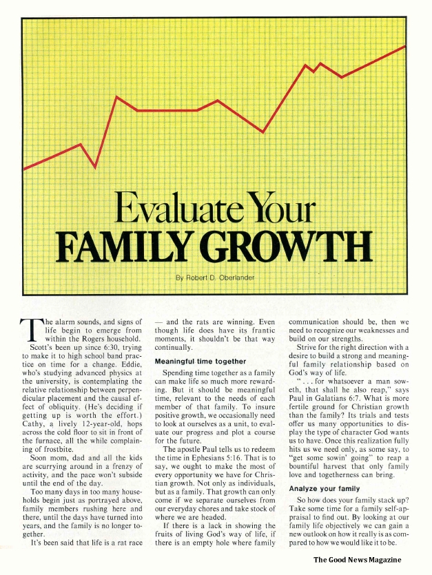 Evaluate Your Family Growth – Robert D Oberlander – Good News Magazine ...