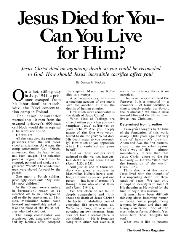 Jesus Died for You – Can You Live for Him? – George M Kackos – Good ...