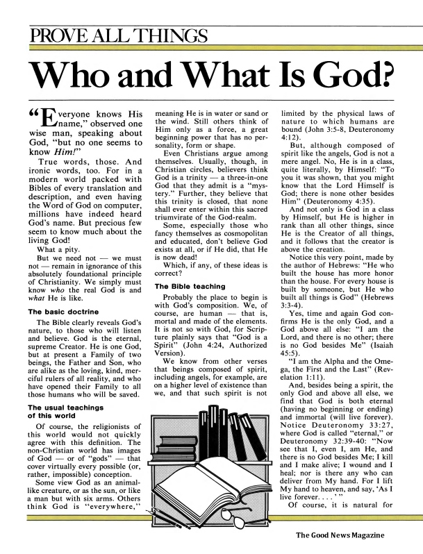 Prove All Things: Who and What Is God? – Bernard W Schnippert – Good ...