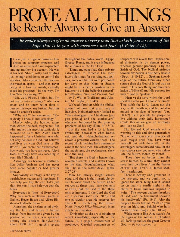 PROVE ALL THINGS Be Ready Always to Give an Answer – Val J Aspenns ...