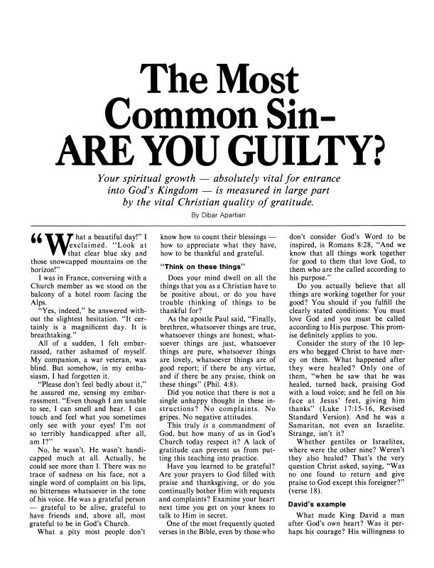 The Most Common Sin – ARE YOU GUILTY? – Dibar K Apartian – Good News ...