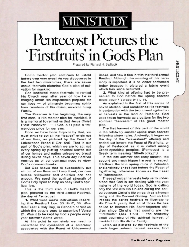 Pentecost Pictures the ‘Firstfruits’ in God’s Plan – Richard H ...