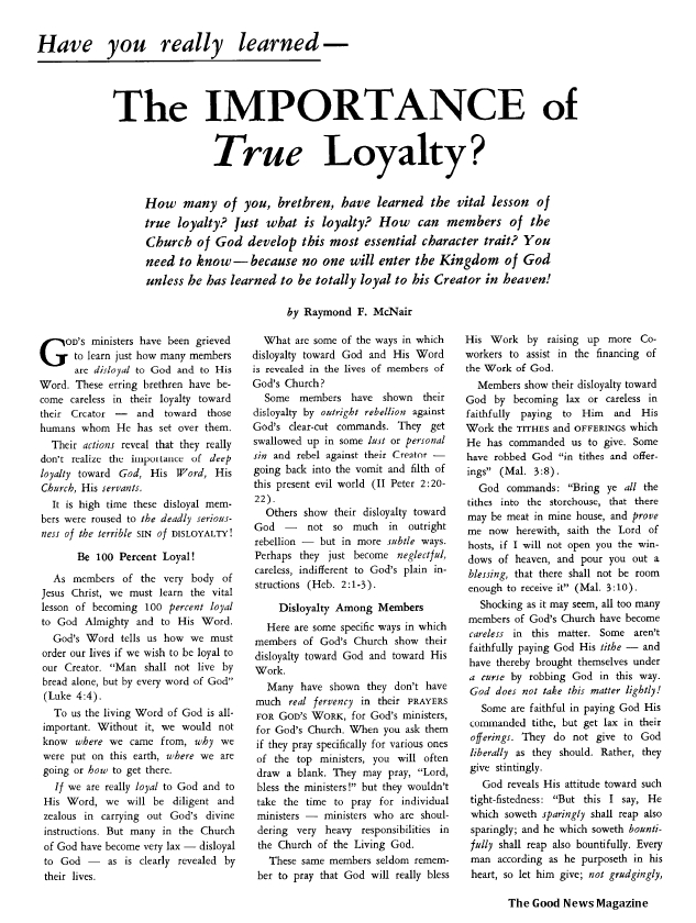 Have you really learned – The IMPORTANCE of True Loyalty? – Raymond F ...