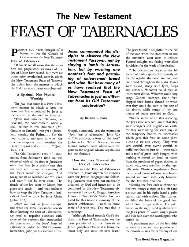 The New Testament FEAST OF TABERNACLES – Herman L Hoeh – Good News ...