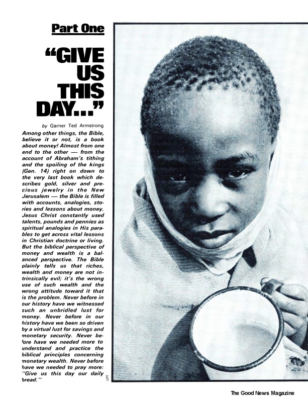 Give Us This Day… – Garner Ted Armstrong – Good News Magazine | Herbert ...