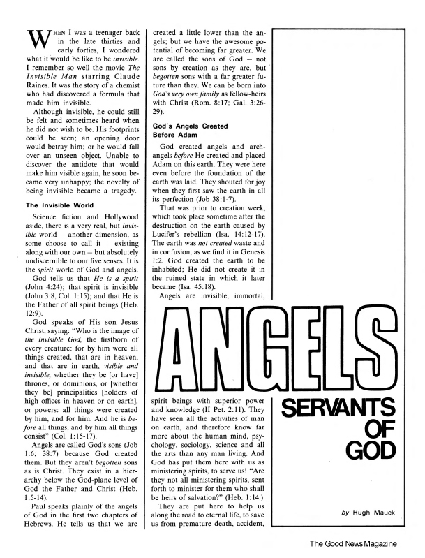 Angels – Servants of God – Hugh M Mauck – Good News Magazine | Herbert ...