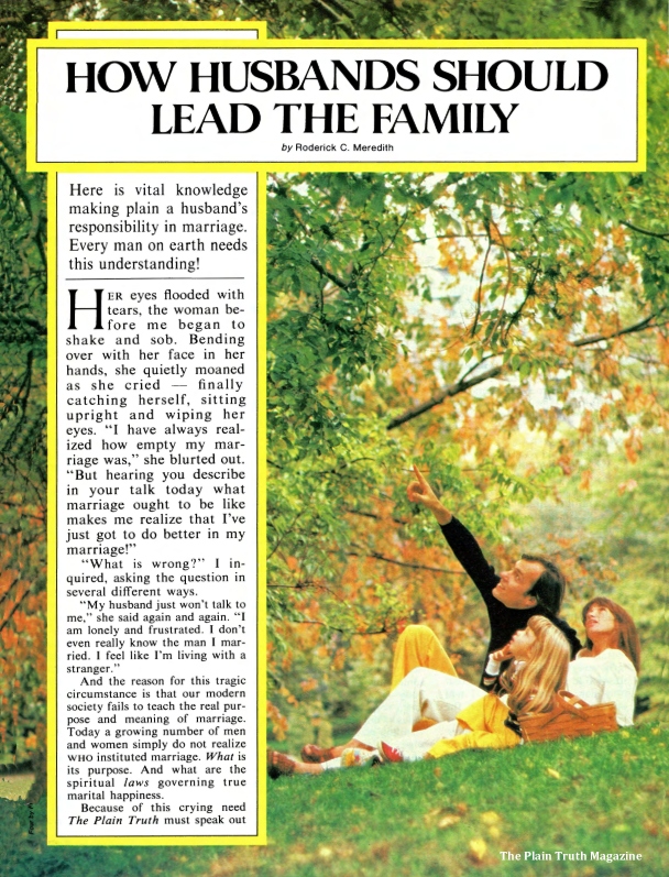 HOW HUSBANDS SHOULD LEAD THE FAMILY – Roderick C Meredith – Plain Truth ...