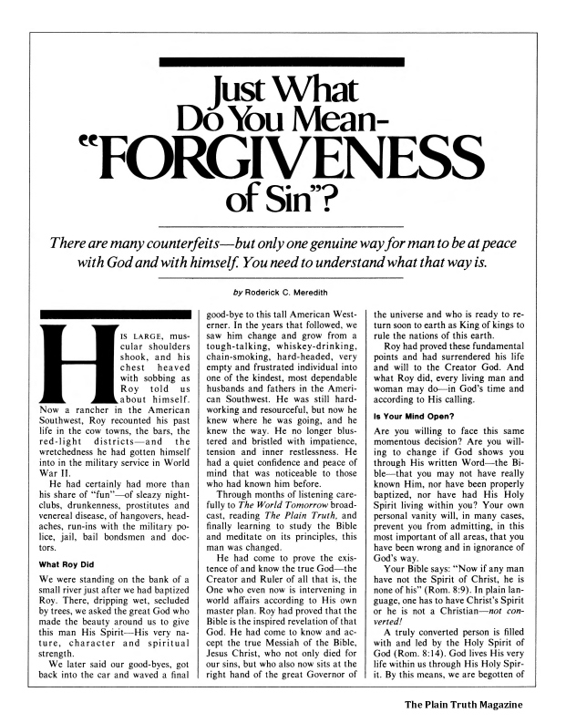 Just What Do You Mean – FORGIVENESS of Sin? – Roderick C Meredith ...