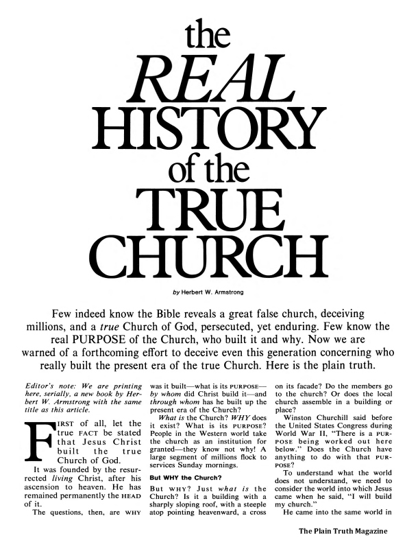 The REAL HISTORY of the TRUE CHURCH – Herbert W Armstrong – Plain Truth ...