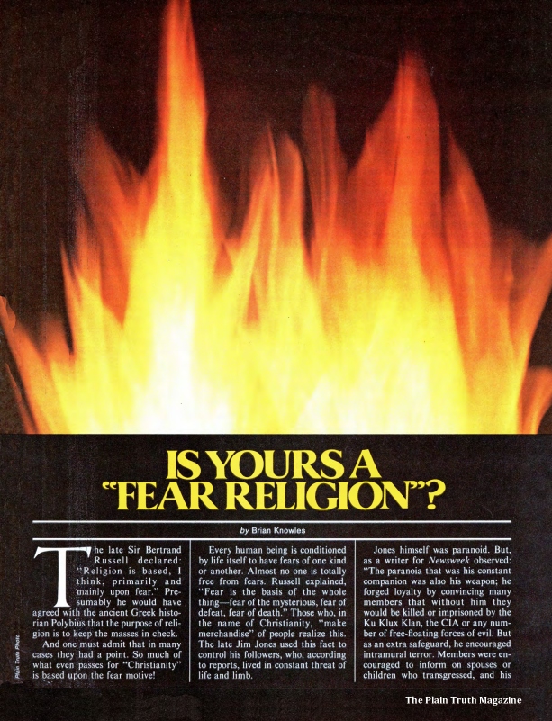 IS YOURS A FEAR RELIGION? – Brian Knowles – Plain Truth Magazine ...