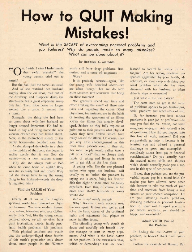 How to QUIT Making Mistakes! – Roderick C Meredith – Plain Truth ...