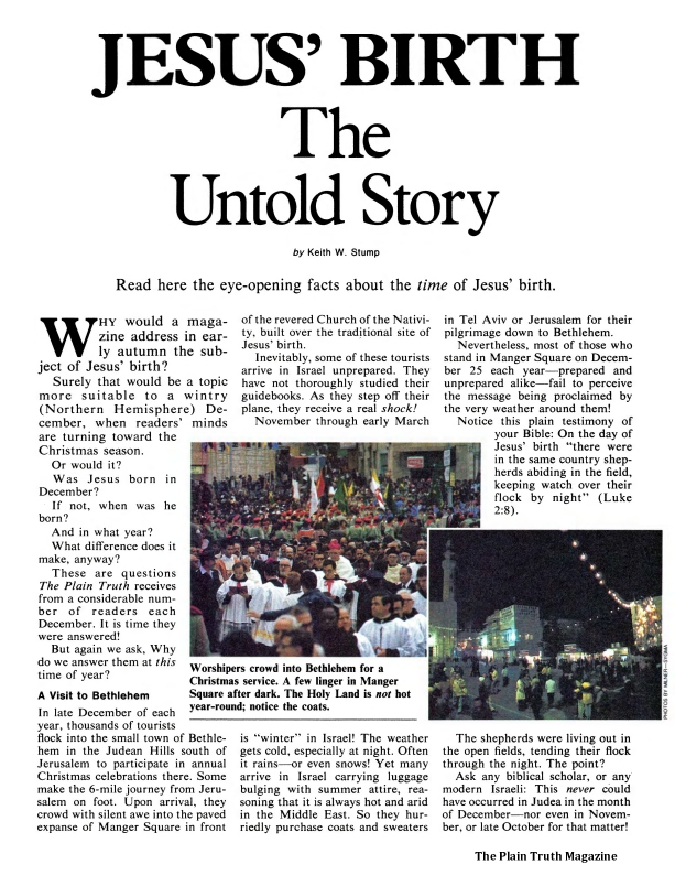JESUS’ BIRTH The Untold Story – Keith W Stump – Plain Truth Magazine ...
