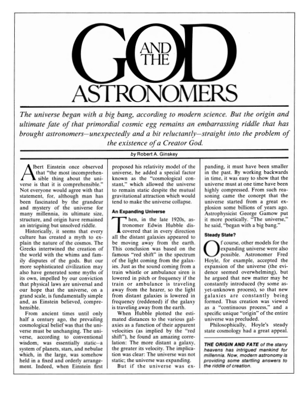 GOD AND THE ASTRONOMERS – Robert A Ginskey – Plain Truth Magazine ...