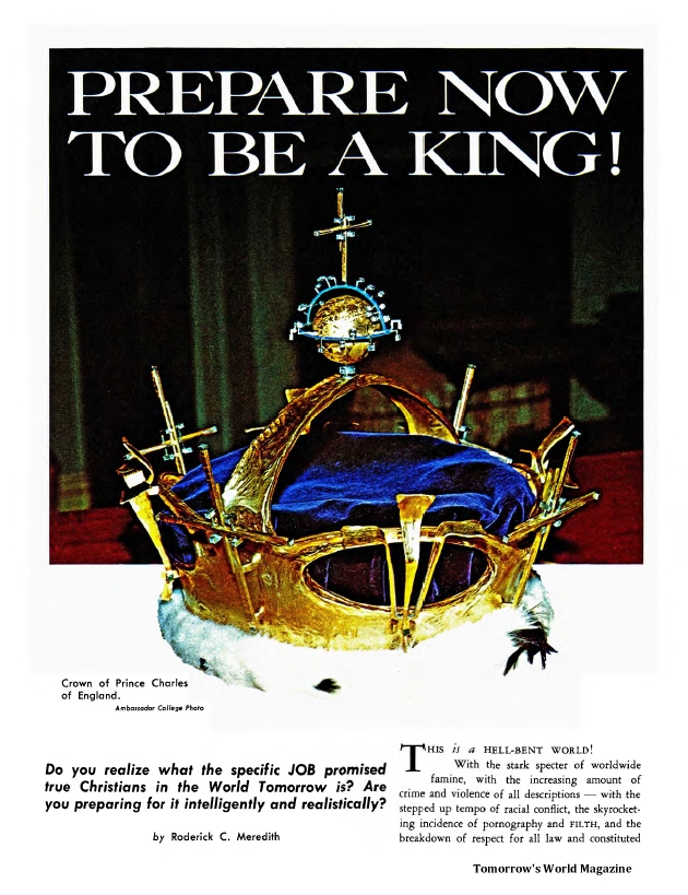 Prepare Now To Be A King! – Roderick C Meredith – Tomorrow’s World ...
